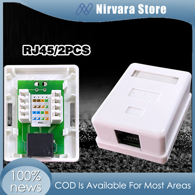 2pcs Single Port Cat6 Modular Box Wall Surface Mount Compact Box RJ45 ...