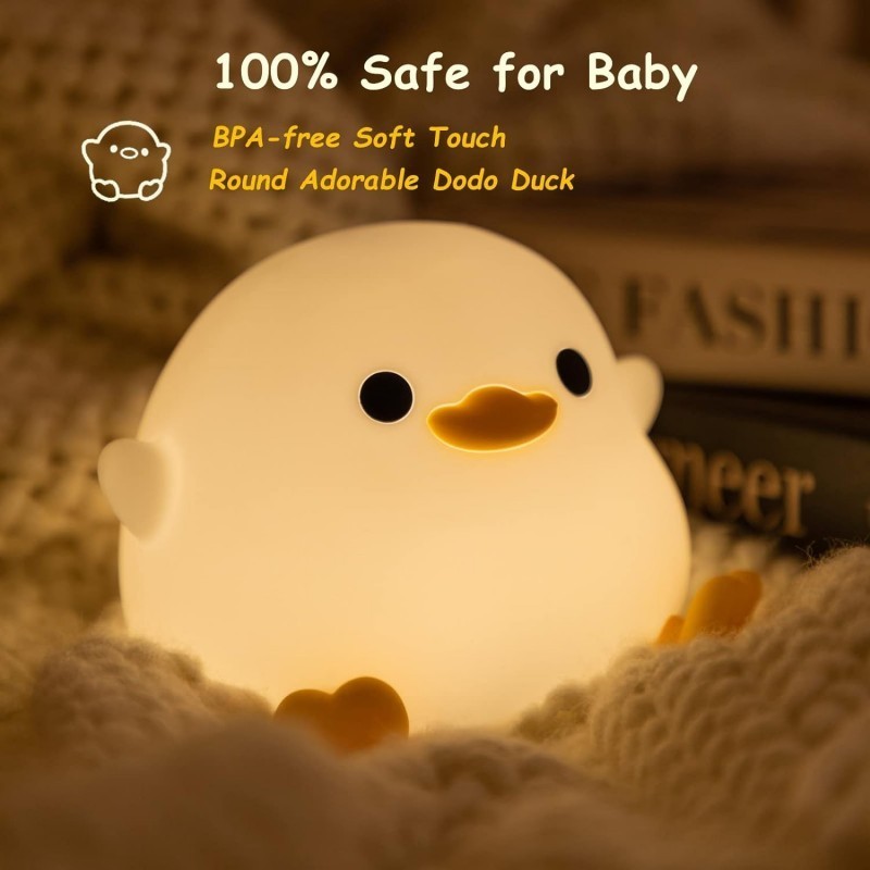DoDo Duck Night Light Cute Duck Silicone Dimmable Nursery Nightlight ...