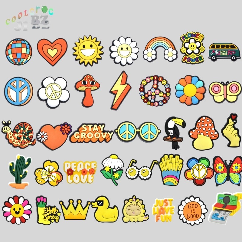 Rainbow Flowers DIY Jibbitz for Crocs Shoes PVC Cartoon Crocs ...