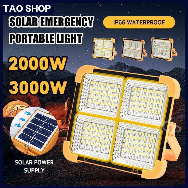 4000W Solar Emergency Light Solar Flashlight Portable Solar LED Flood ...