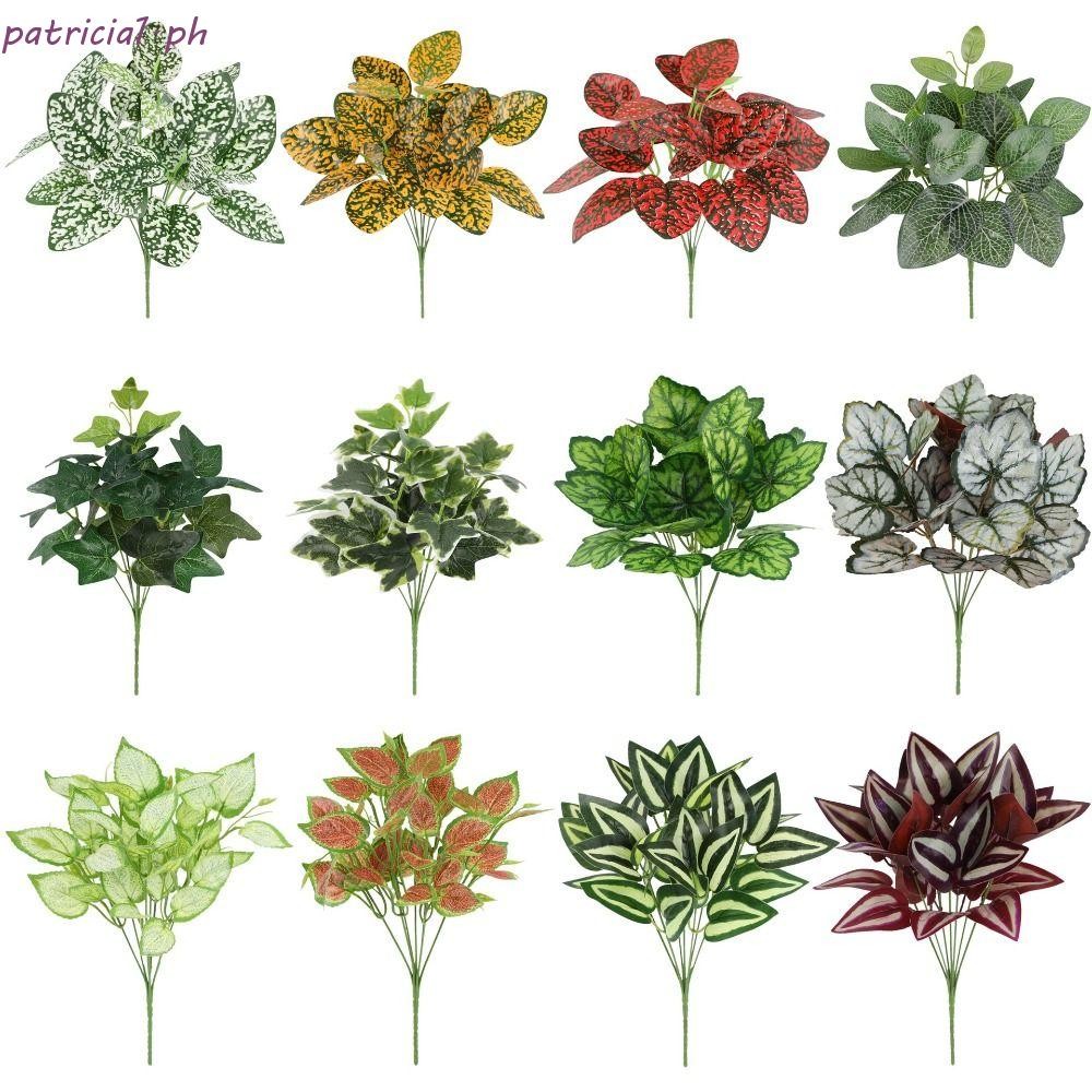 PATRICIA Artificial Green Plant Leaves, 7 Heads Large Green Potted ...