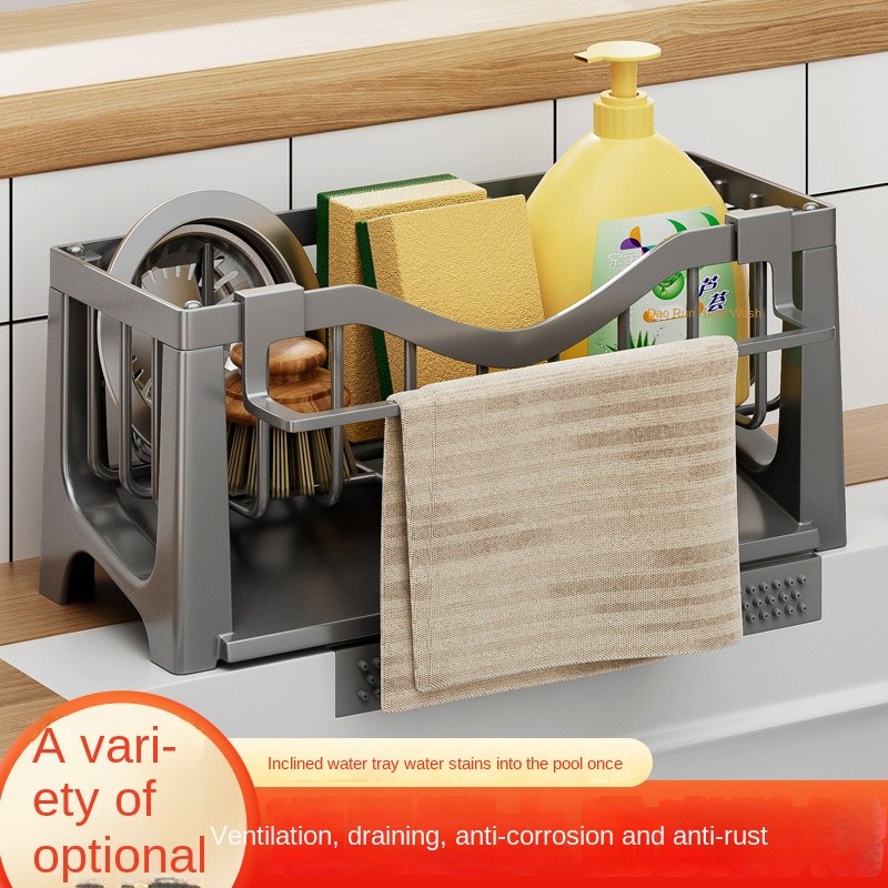 Kitchen Draining Rack Sink Dish Soap Sponge Cloth Organizer Steel Wool ...
