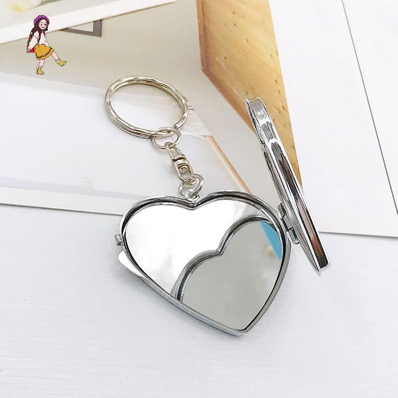 Heart Shaped Mirror Keychain Double Sided Photo Frame Keychain Mini ...