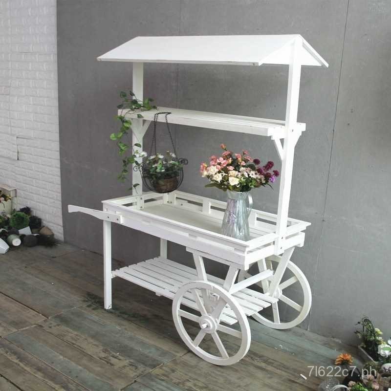 2I American Large Pastoral Retro Garden Succulent Flower Stand Trolley ...