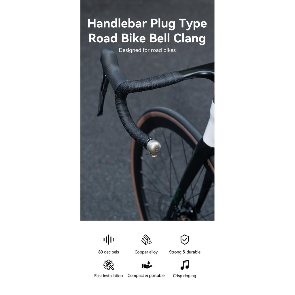 ROCKBROS Road Bike Handlebar Plug Type Bell Clang Easy Installation ...