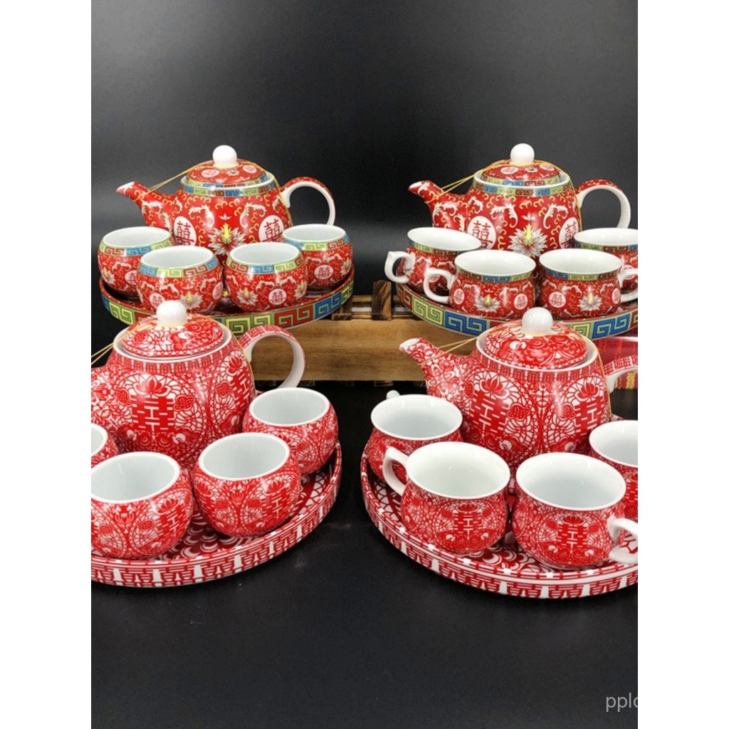 Hong Kong Version Traditional Wedding Couple Tea Ceremony Ceramic ...