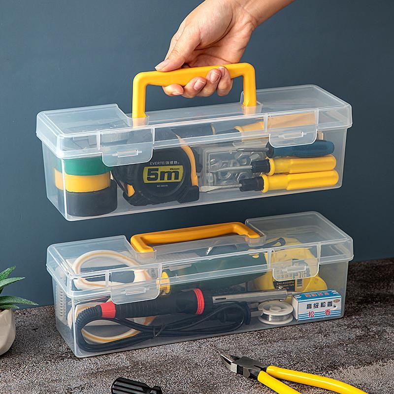 Household Hardware Toolbox Transparent Rectangular Portable Screw Small ...