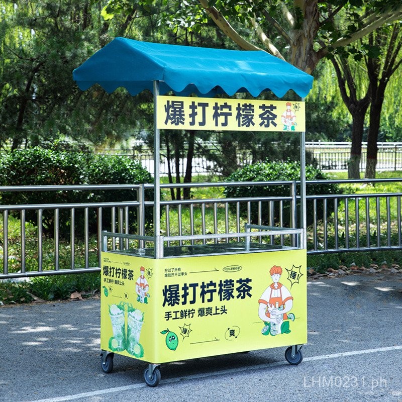 Display Stand with Wheels Mobile Night Market Folding Cart Shelf Stall ...