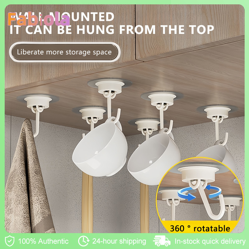 5PCS 360° Rotating Multi-function Hook Heavy Duty Adhesive/Ceiling Hook ...