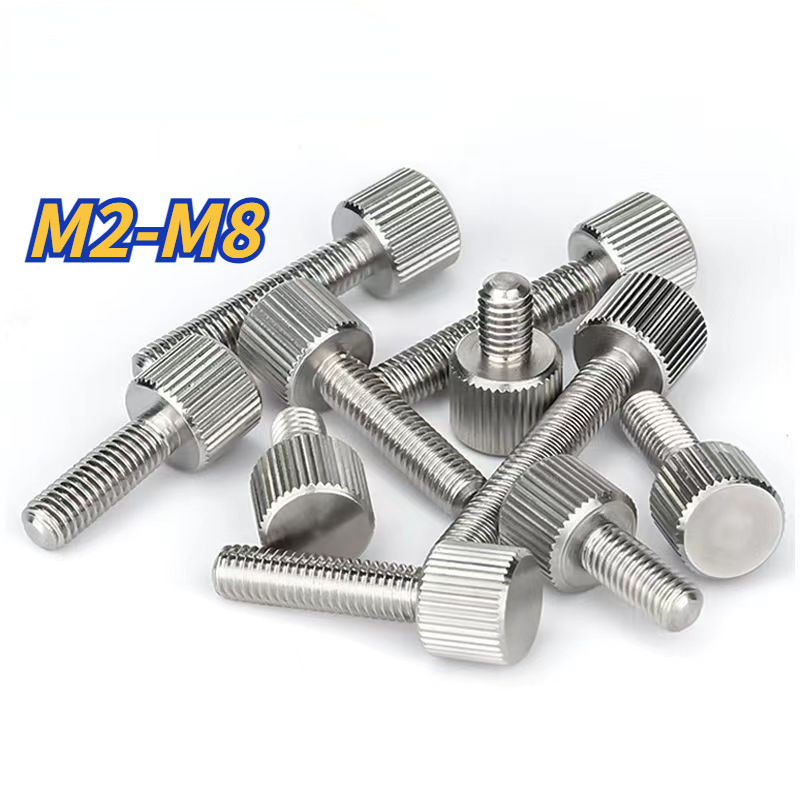 [XNY] 304 Stainless Steel Cylindrical Knurled Hand Screw Small Flat ...