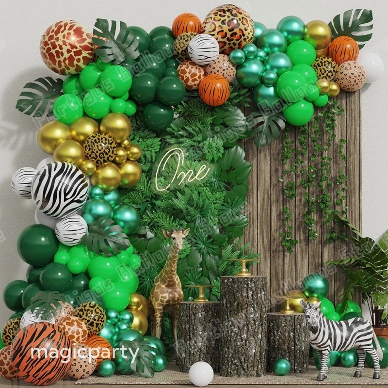 Jungle Safari Theme Balloon Animal Birthday Decoration Set Lion Zebra ...
