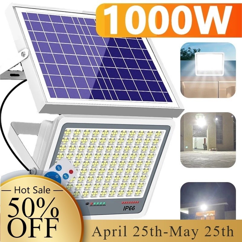 1000W Solar Flood Lights Remote Control Solar Powered Spotlight Outdoor ...