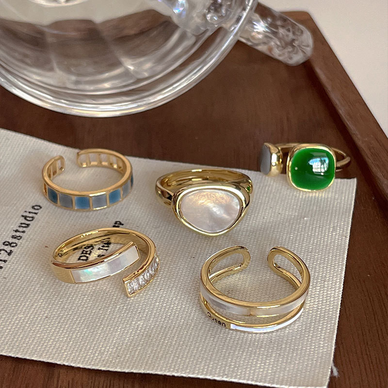 Colorful Drop Glaze Metal Ring for Women Trendy Geometry Hit Rings Set ...