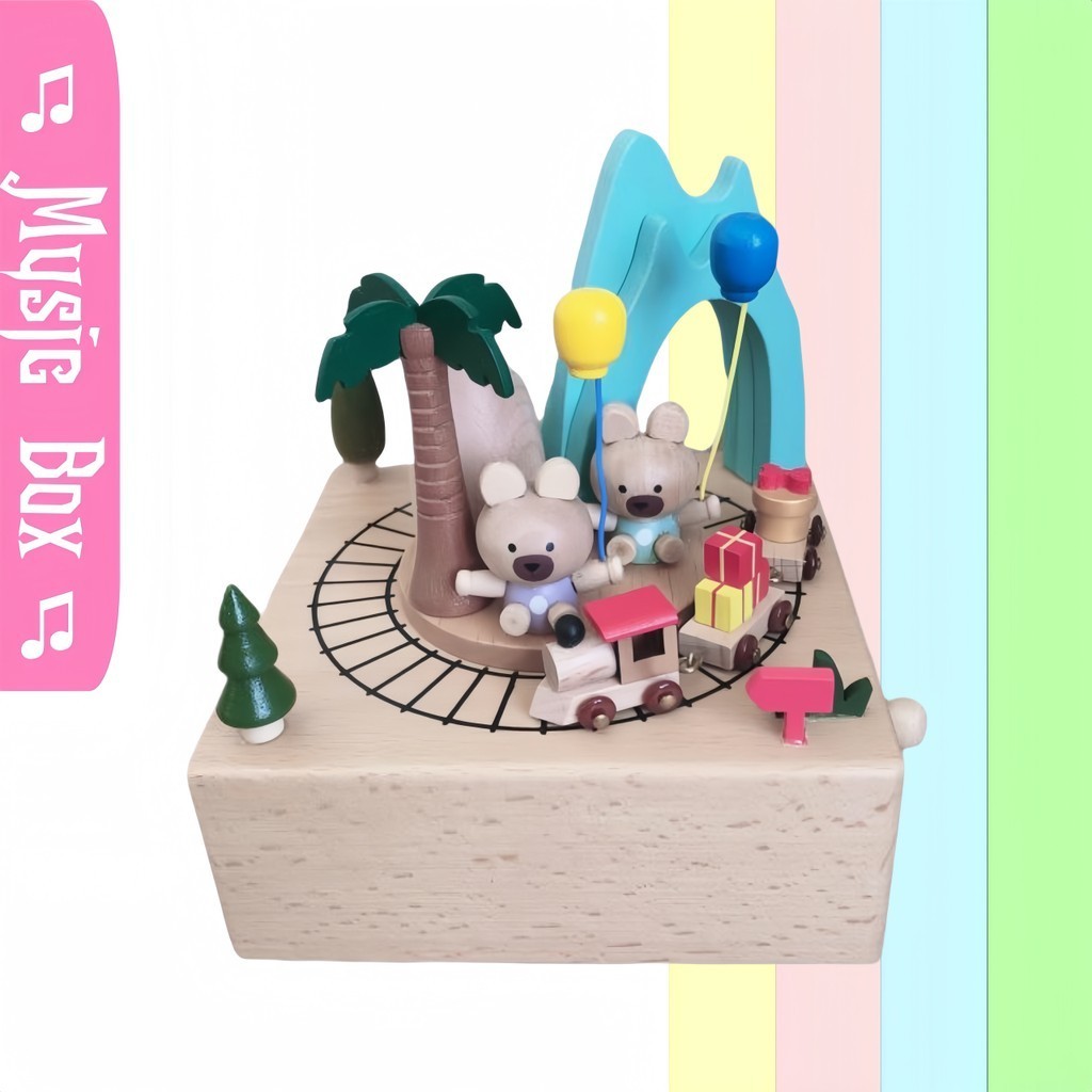 Little Bear Train Gift Rotating Music Box|Creative Children Girls ...