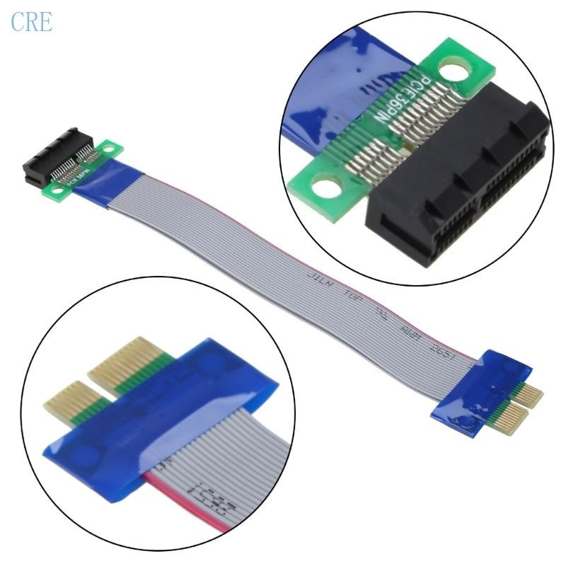 CRE PCI-E PCIE X1 Riser Extension Ribbon Cable Male to Female Graphics ...