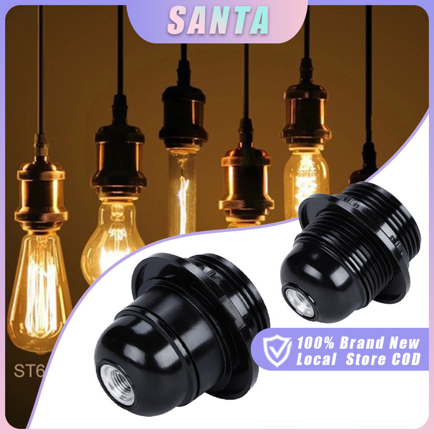 Durable E27 Black Light Bulb Holder 250V Self-Locking Lampshade Pendant ...