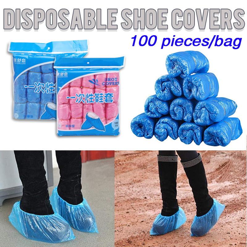 100Pcs Shoe Cover 50 Pairs Disposable Foot Covers Waterproof Plastic ...