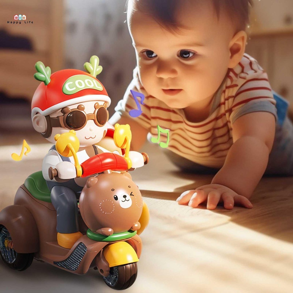 Electric Stunt Tricycle Motorcycle Toy Cute Bear Shaped Dancing ...