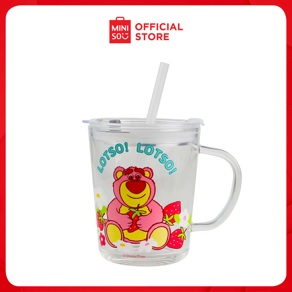 MINISO Disney Fruits Theme Collection Glass Tumbler with Straw (400mL ...