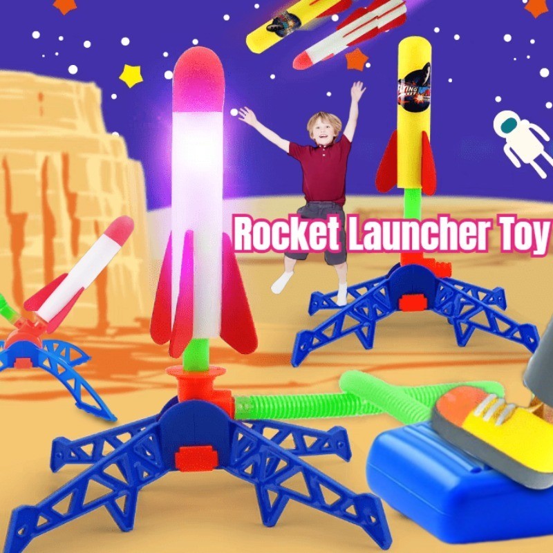 Rocket Launcher Toy Kids Flashing Flying Rocket Toy Angle-adjustable ...