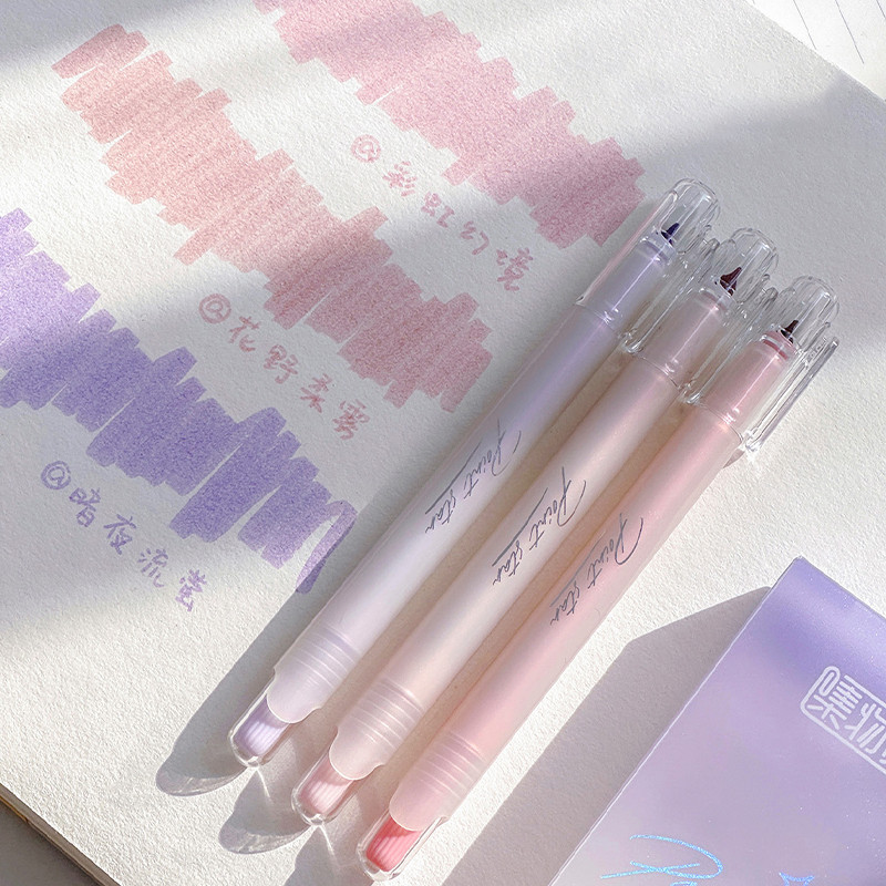 3Pcs Minimalist Transparent Highlighter Set Student Large Capacity ...