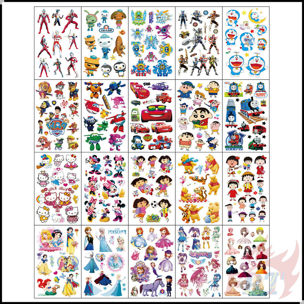 20Sheets/Set Cartoon Characters Mixed Temporary Tattoo Stickers ...