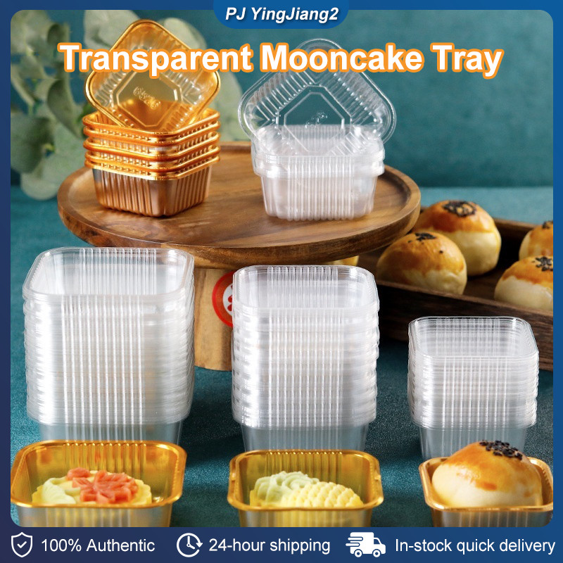 100Pcs Transparent Mooncake Trays Handmade Egg-Yolk Crisp Biscuit ...