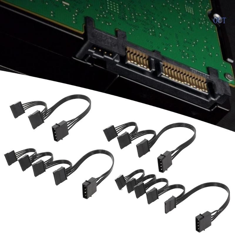 OUT 4 Pin IDE Big to 2 3 4 5 Hard Drive Power Supply Extension Cable 4P ...
