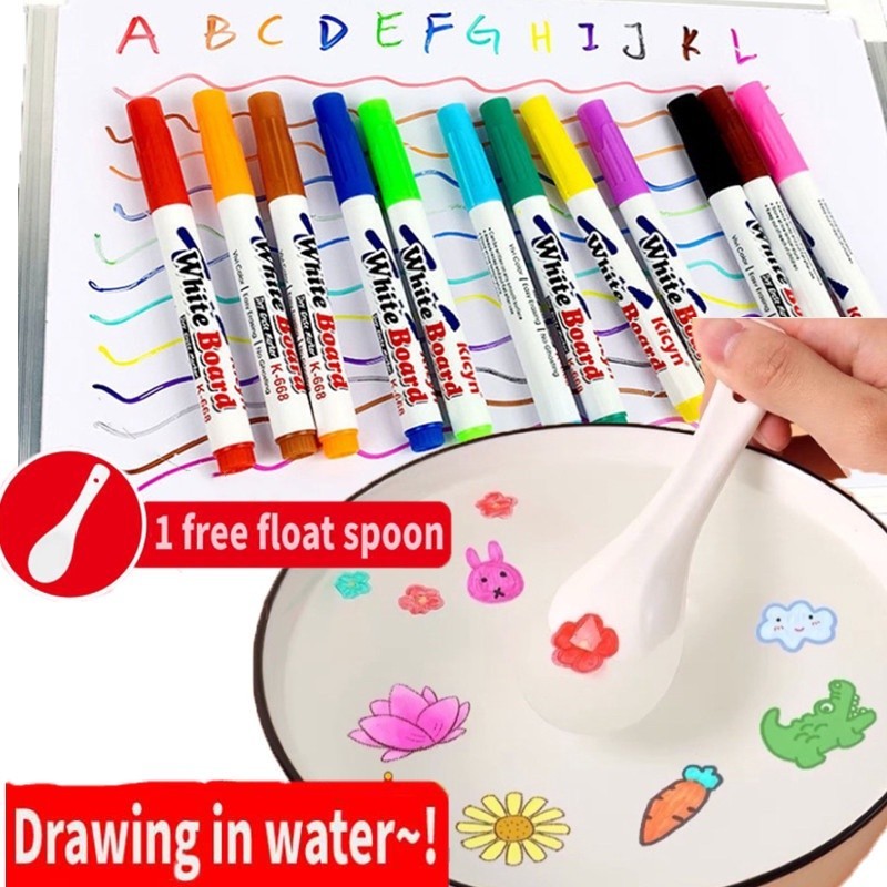 Magic Water Floating Pen 12 Colors Set Markers Kids Art Set Education ...