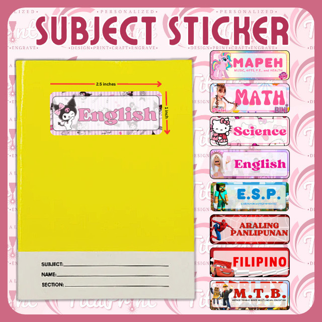8pcs School Subject Sticker Label Easy Peel by Tita Print | Shopee ...