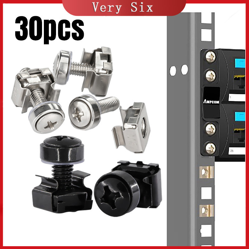 30Pcs M6x16mm Rack Mount Cage Nuts and Screws Network Server Shelves ...