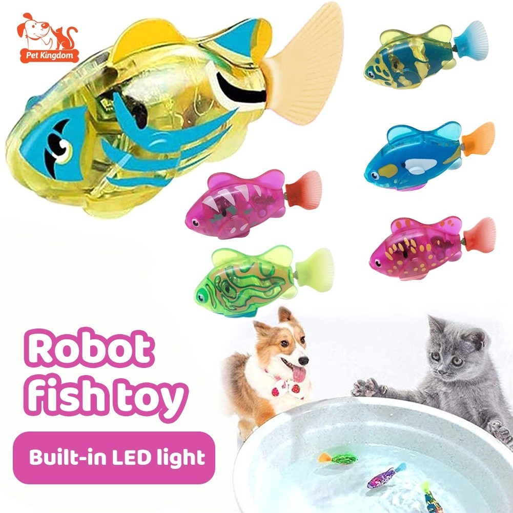 Electric Swimming Robot Fish Cat Interactive Water Toy with Light Pet ...