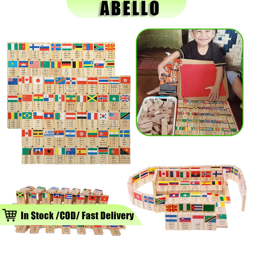 Domino Play Set 100pcs Multilingual National Flag Domino Cognitive ...
