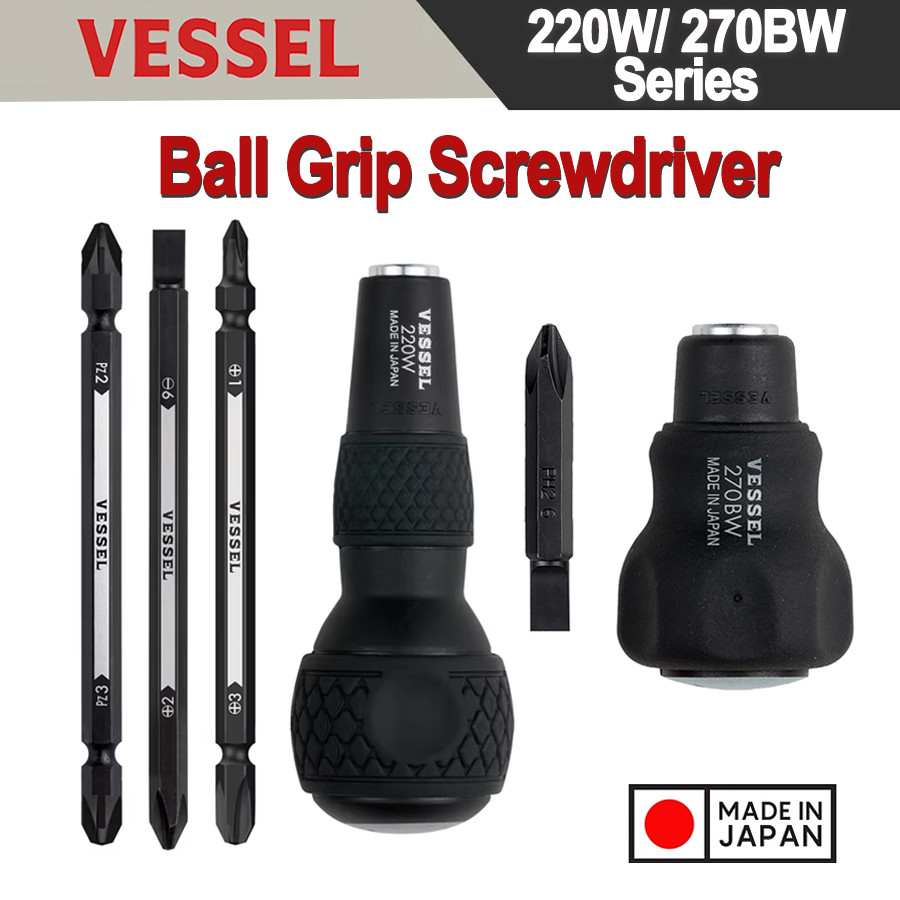 Japan VESSEL Ball Grip Screwdriver Replacement Bits Slotted Phillips Pozidriv Screwdrivers ...