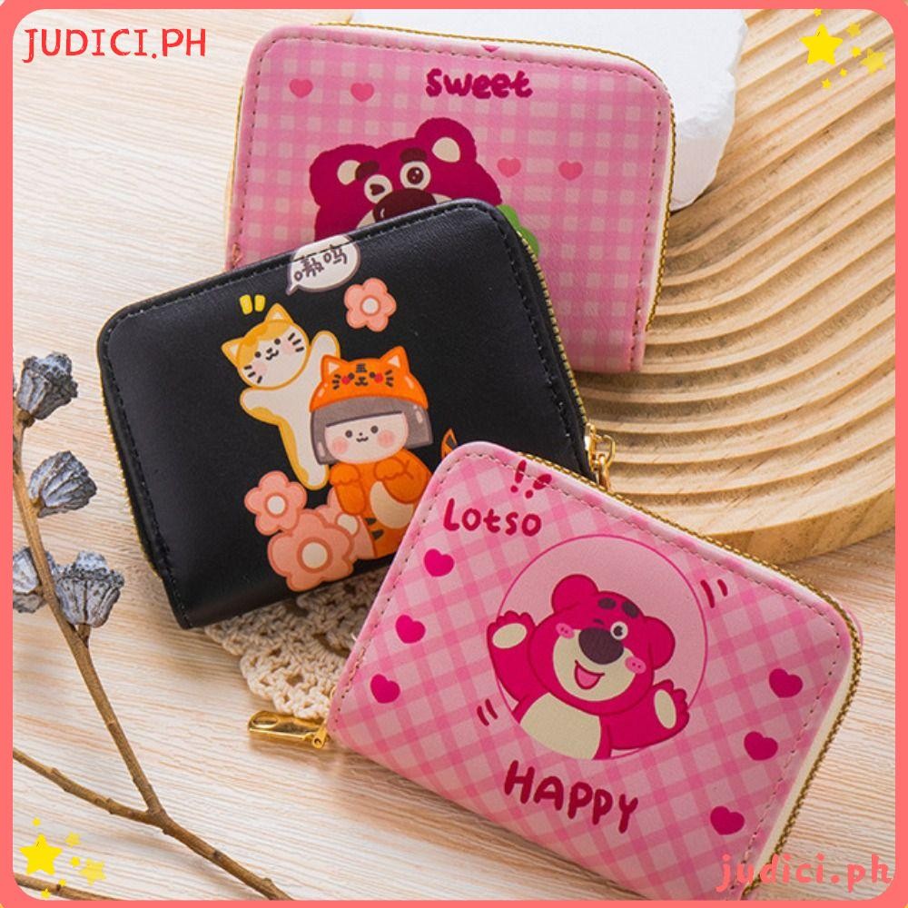 JUDICI Strawberry Bear Wallet, PU Leather Rose Red Black Leather Women ...