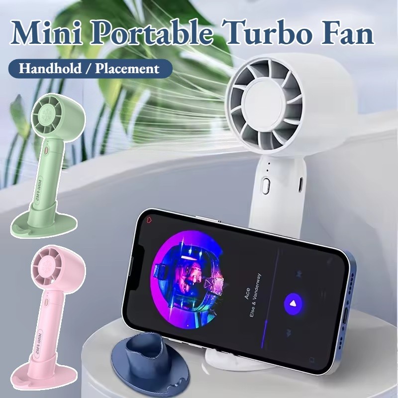 Mini Electric Fan Portable Turbo Fan 3Speed Wind Speed Handheld Desktop ...