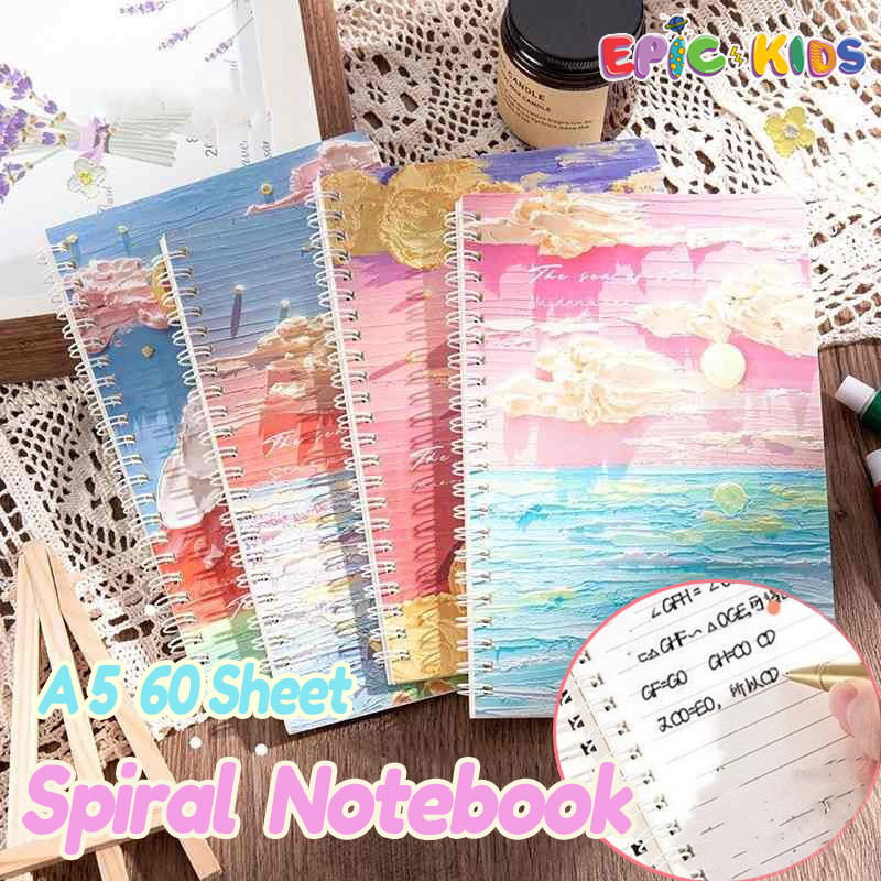 A5 Landscape Spiral Notebook Oil Painting Writing Notebook School ...