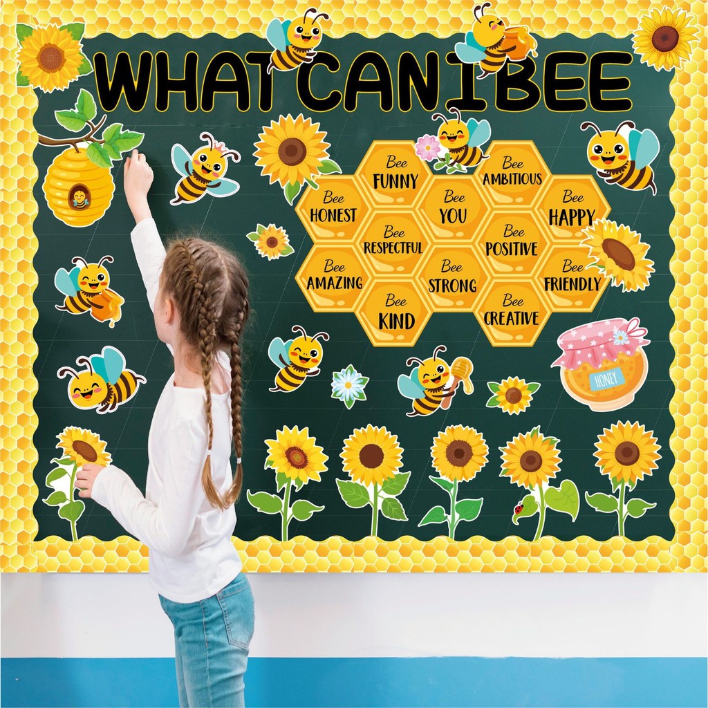 Sunflower Bulletin Board Cardboard Bee Honeycomb School Classroom Party ...