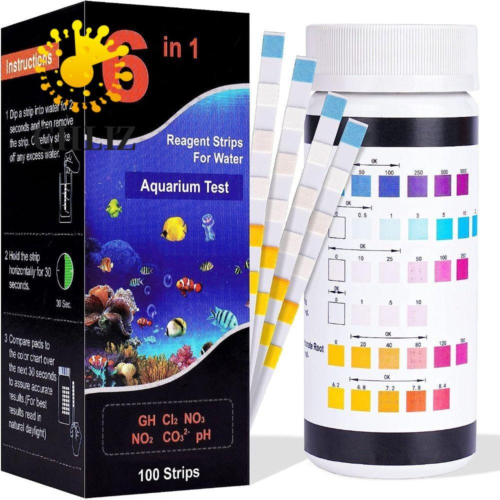 CHLIZ 100ct Aquarium Test Strips, PET 6-In-1 Water Problems Testing ...
