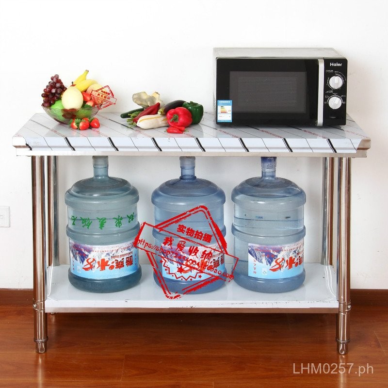 Kitchen Double-layer Work Table Workbench Tray Table Stainless Steel ...