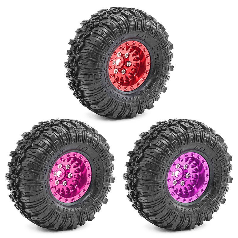 4pcs 1.0 Crawler Tires and Beadlock Wheels Rims for Axial SCX24 AX24 ...