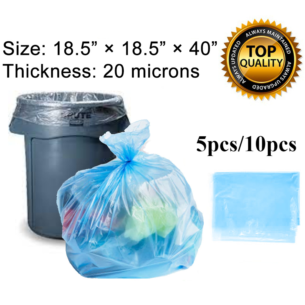 Trash Bag Garbage Bag Transparent Blue XXL Heavy Duty (18.5 x 18.5 x ...