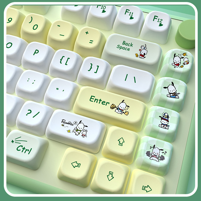 142 Keys Sanrio Pochacco Keycap Milk Cow Theme MOT Profile PBT Five ...
