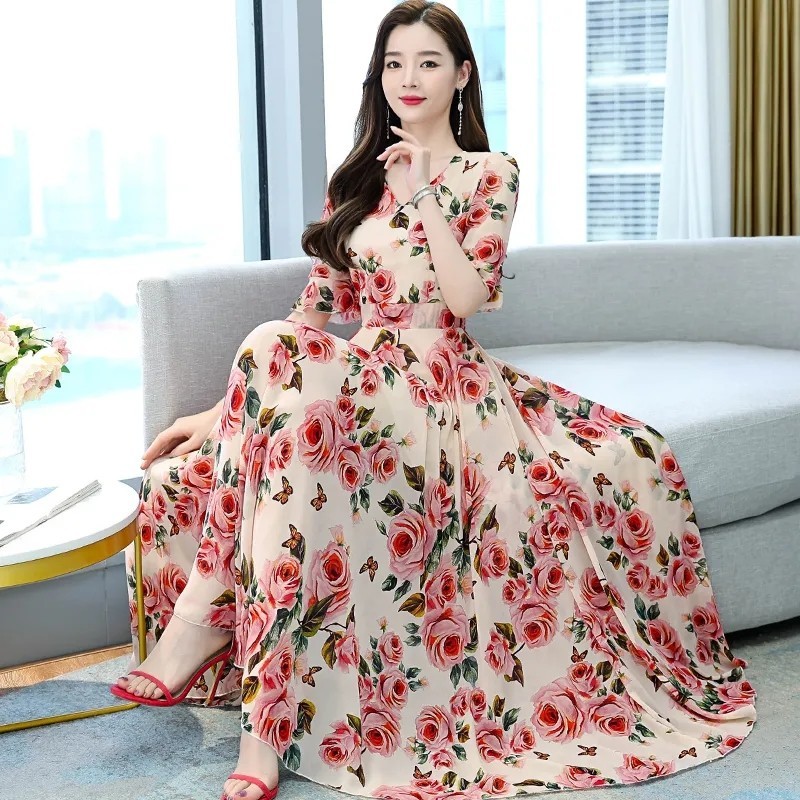 Red Printing Dress 2024 Korean Dress For Plus Szie Dress Casual Dress ...