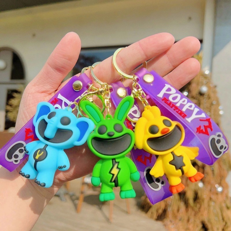 Anime Smiling Critters Figure Keychain Game Hopscotch Catnap Bearhug ...