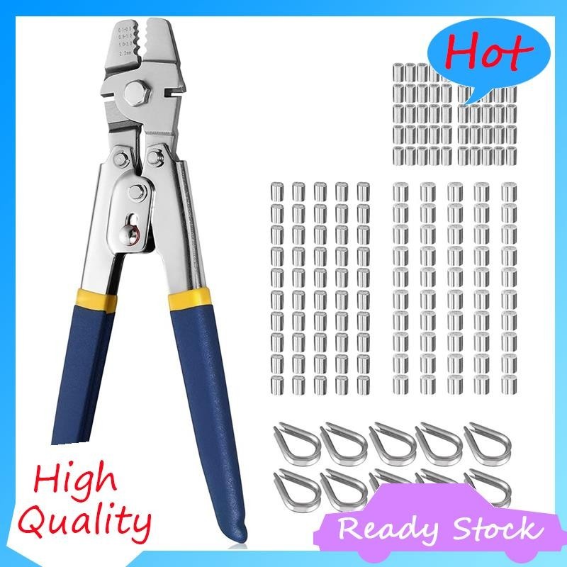 Wire Rope Crimping Tool Set Cord and Cable Crimp Sleeve Aluminum for ...