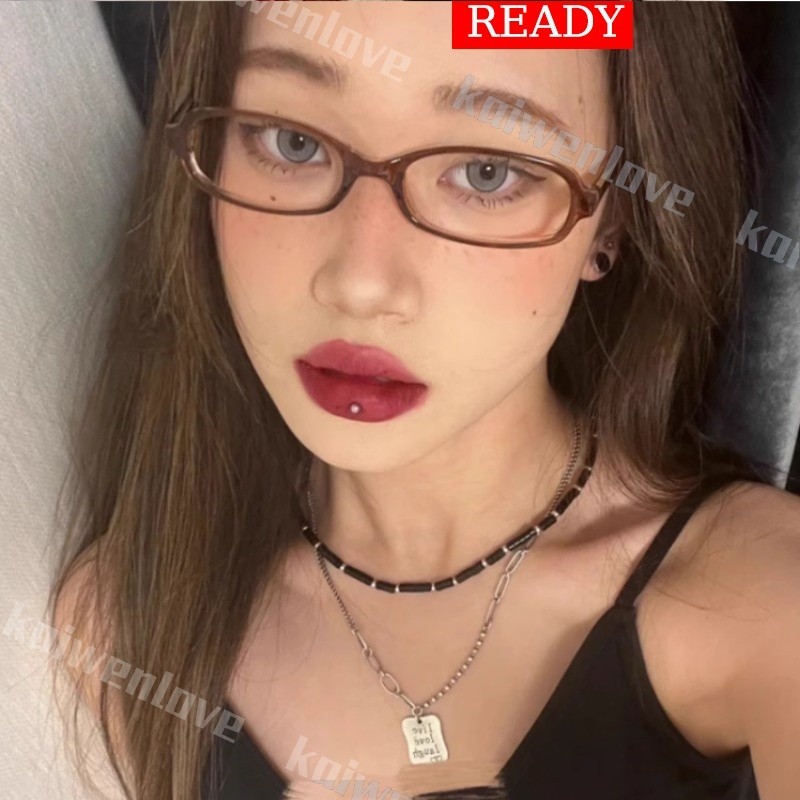 Vintage Brown Narrow Rectangle Frame Eyeglasses for Women Girls Fashion ...