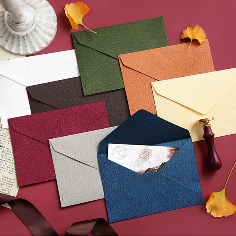 5 Pcs Classic Pure Color Linen Textured Paper Envelope Romantic Retro ...