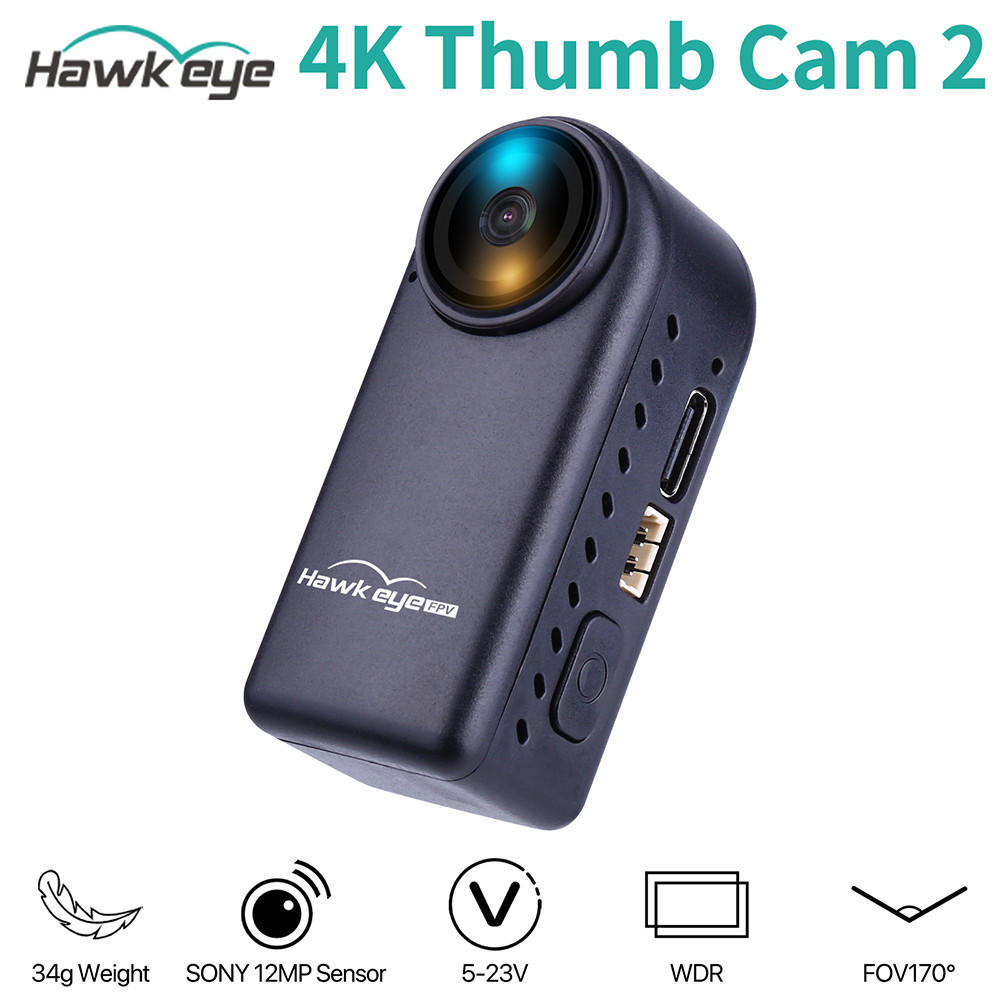 Hawkeye 4K Thumb Cam 2 FPV Camera HD 12MP NTSC/PAL FOV170 with Gyroflow ...