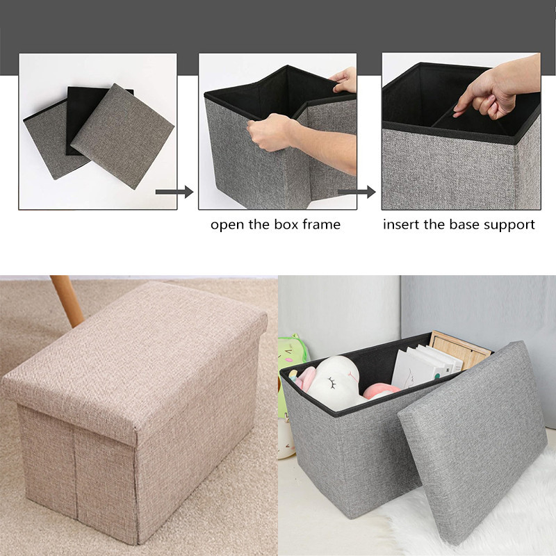 Rectangular Storage Stool Box Organizer Shoe Changing Stool Folding ...